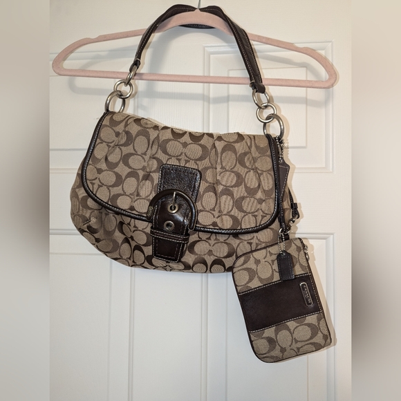 Coach | Bags | Coach Brown Y2k Shoulder Bag Matching Wristlet | Poshmark